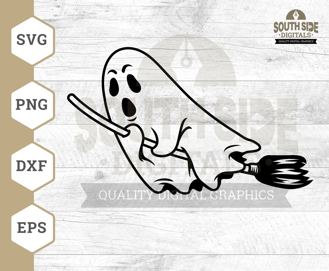 Flying Ghost in Witch Broom Svg, Flying Ghost Svg, Floating Ghost Svg ...