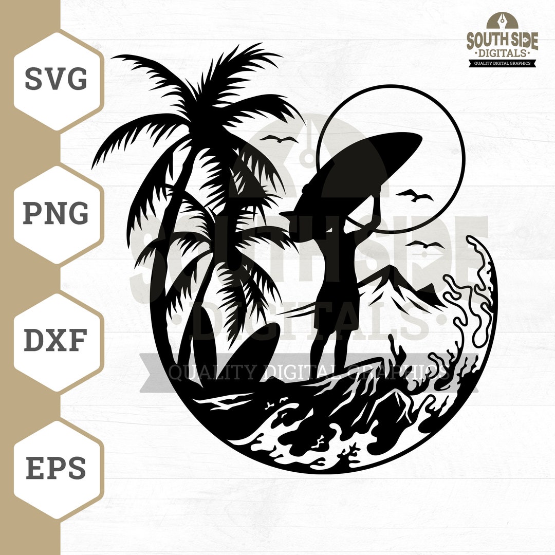 Beach Surfing Svg, Beach Surfer Svg, Surfer Svg, Surf Board Svg ...