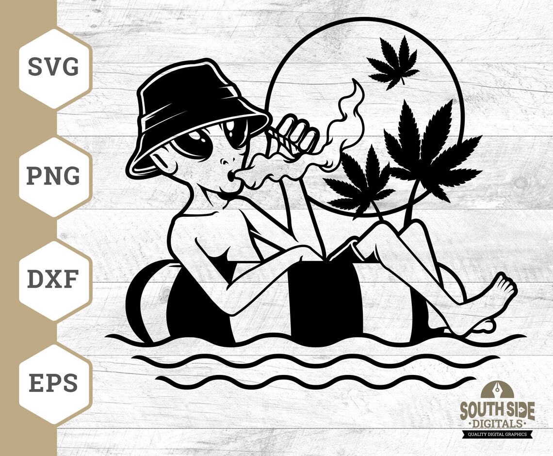 Smoking Alien svg Alien Smoking Cannabis svg Weed Alieng | Etsy