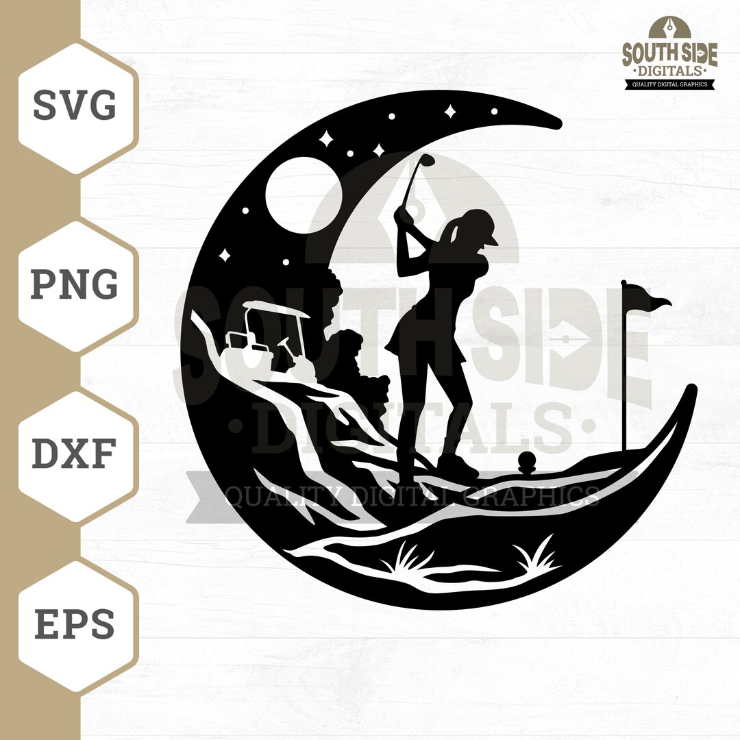 Lady Golf in the Moon Svg, Women Golf Svg, Golfer Svg, Moon Golf Svg ...