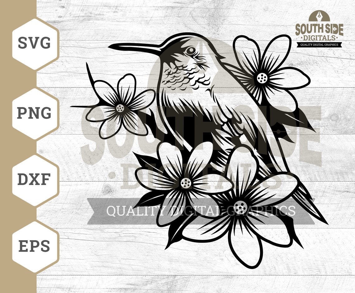 Humming Bird SVG File Humming Bird SVG Bird Svg Flower Svg | Etsy