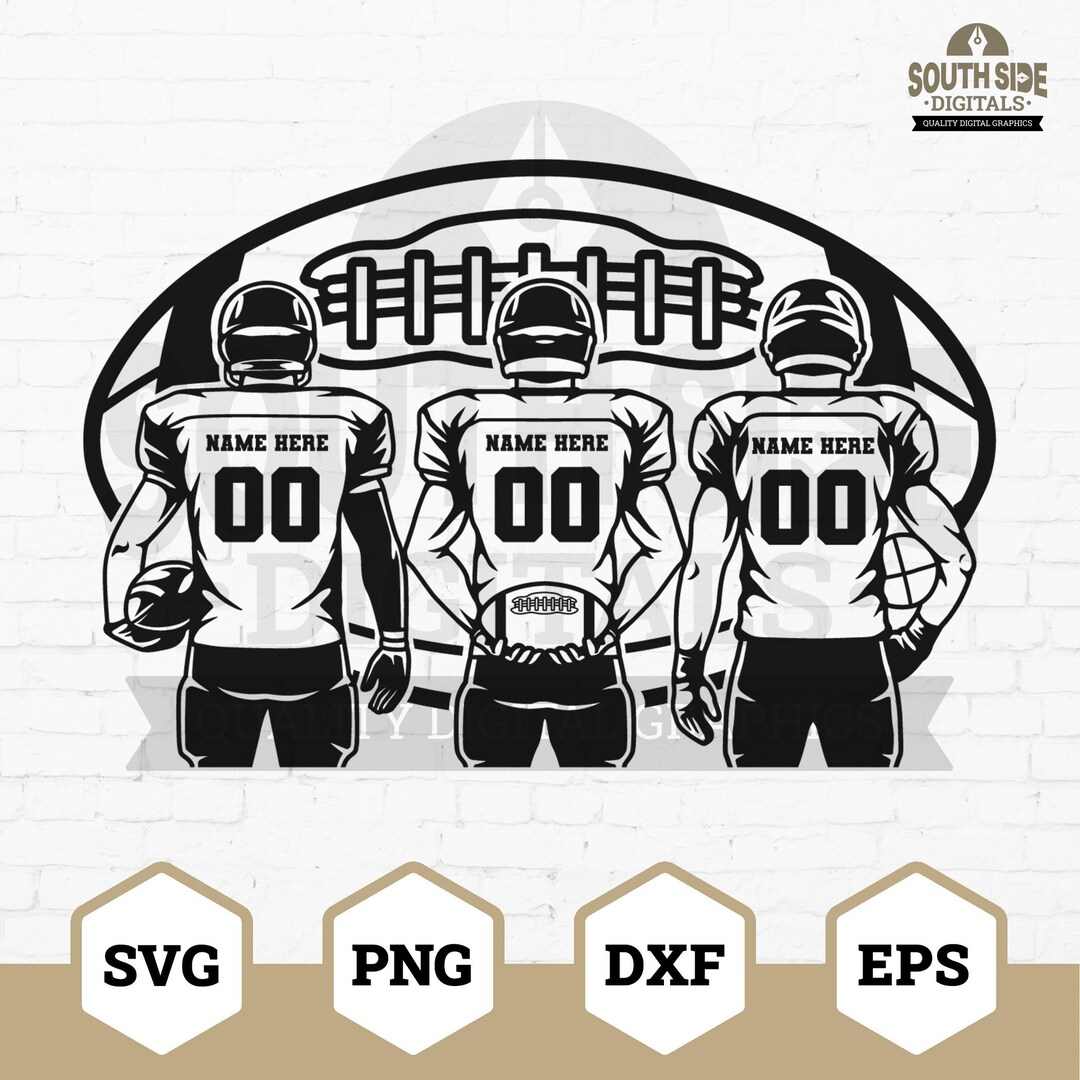 Personalized Football Name Svg | 3 Football Player Svg | US Football ...