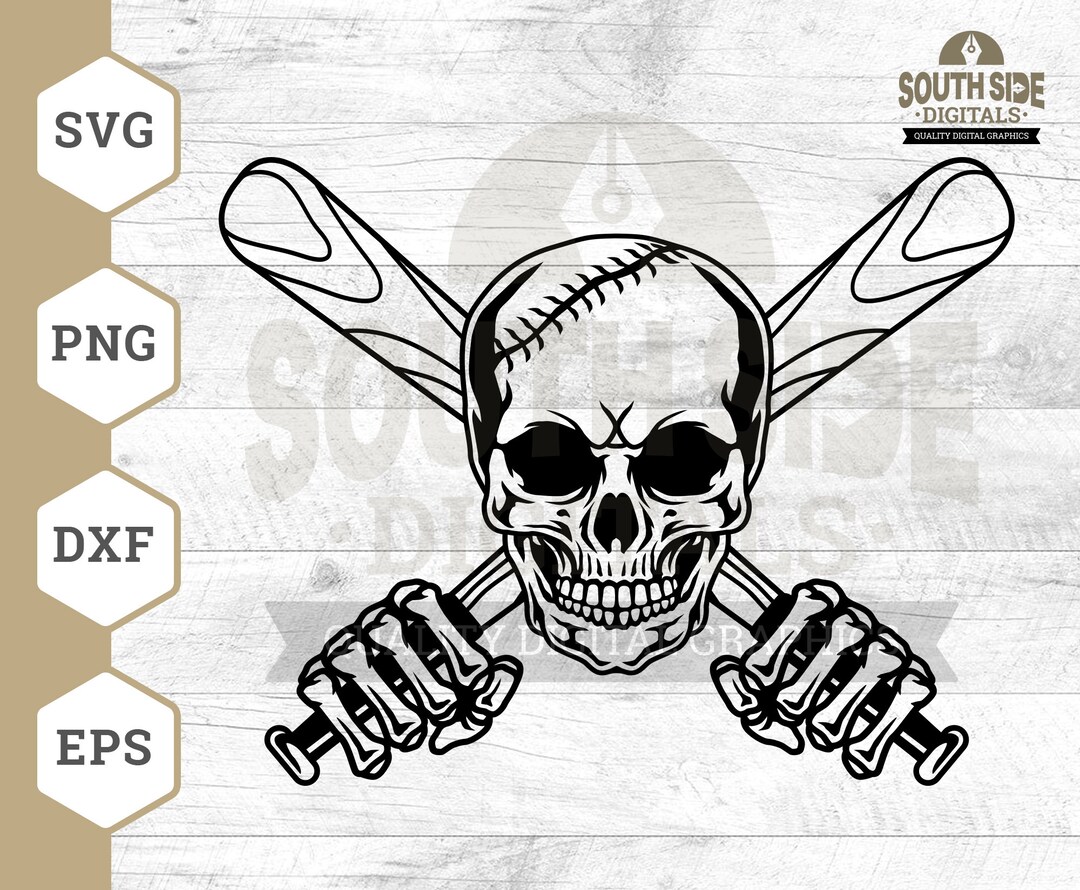 Baseball Skull Svg Skull Baseball Svg Baseball Bat Svg - Etsy