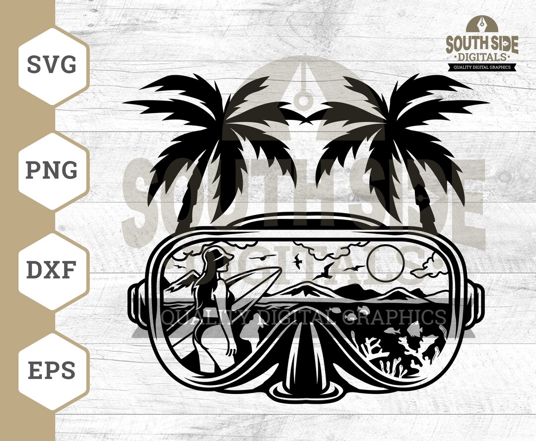 Scuba Mask SVG File, Diver Goggles Svg, Diver Mask Svg, Swimming ...