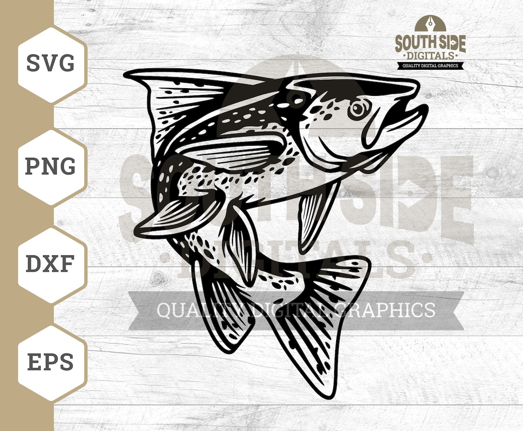 Trout Fishing Svg, Jumping Trout Fishing Svg, Trout Fish Svg, Outdoor ...