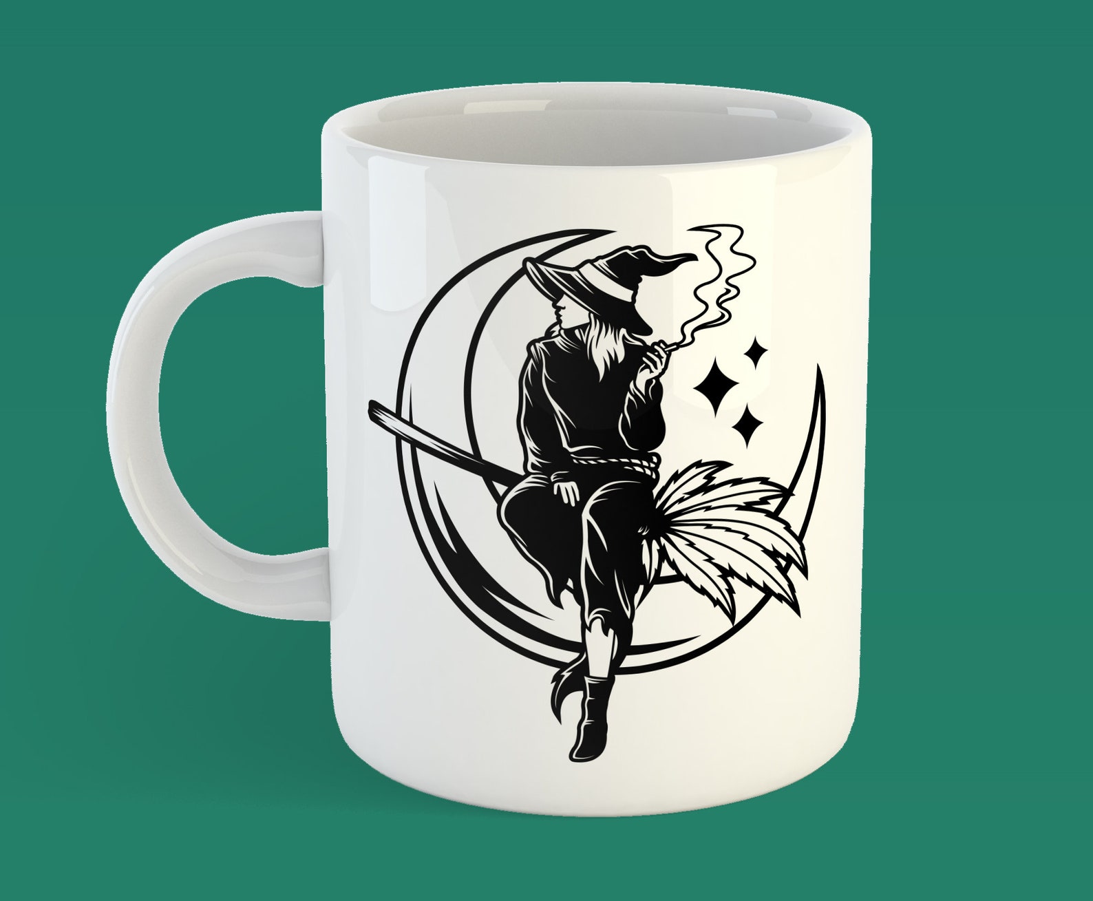 Witch Smoking SVG File Smoking Witch in the Moon Svg Moon | Etsy