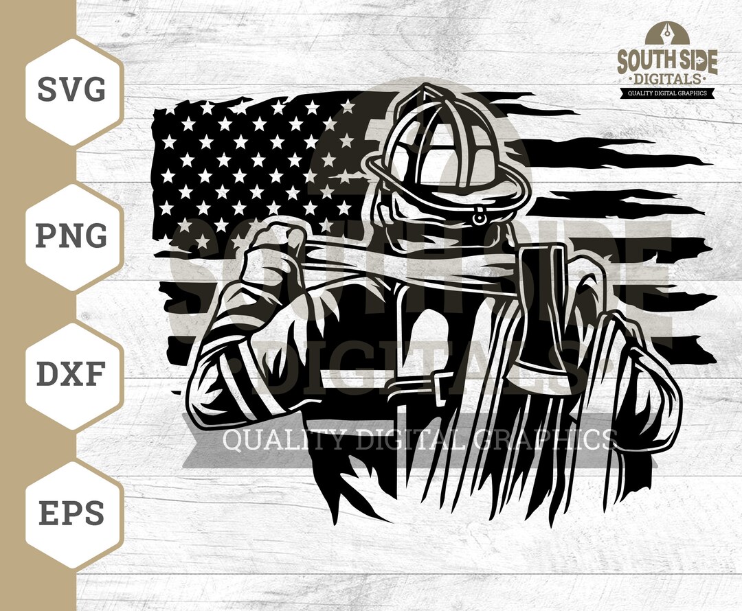 US Fire Fighter SVG File, Fireman Svg, Firefighter Svg, First Responder ...