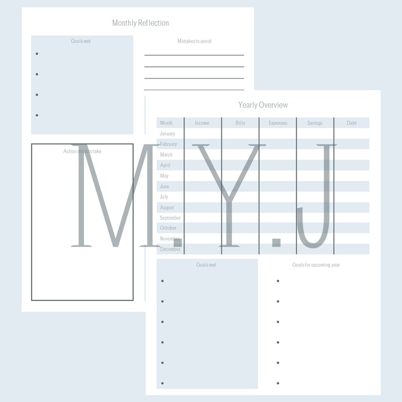 Printable Financial Planner Inserts PDF, A5 A4 US Letter 8.5x11 Half ...