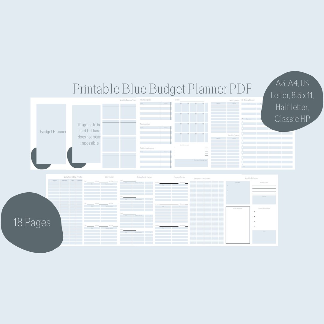 Printable Financial Planner Inserts PDF, A5 A4 US Letter 8.5x11 Half ...