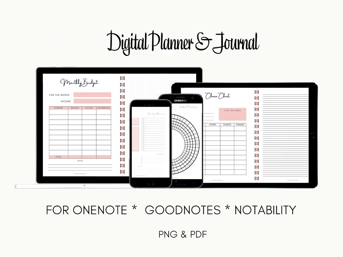 Onenote Planner & Journal Templates Digital Sticker Set | Etsy