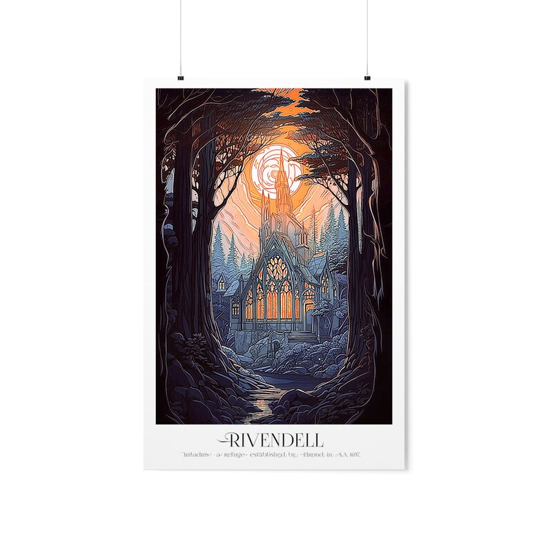 Rivendell Travel Poster Silmarillion Inspired, Lord of the Rings ...