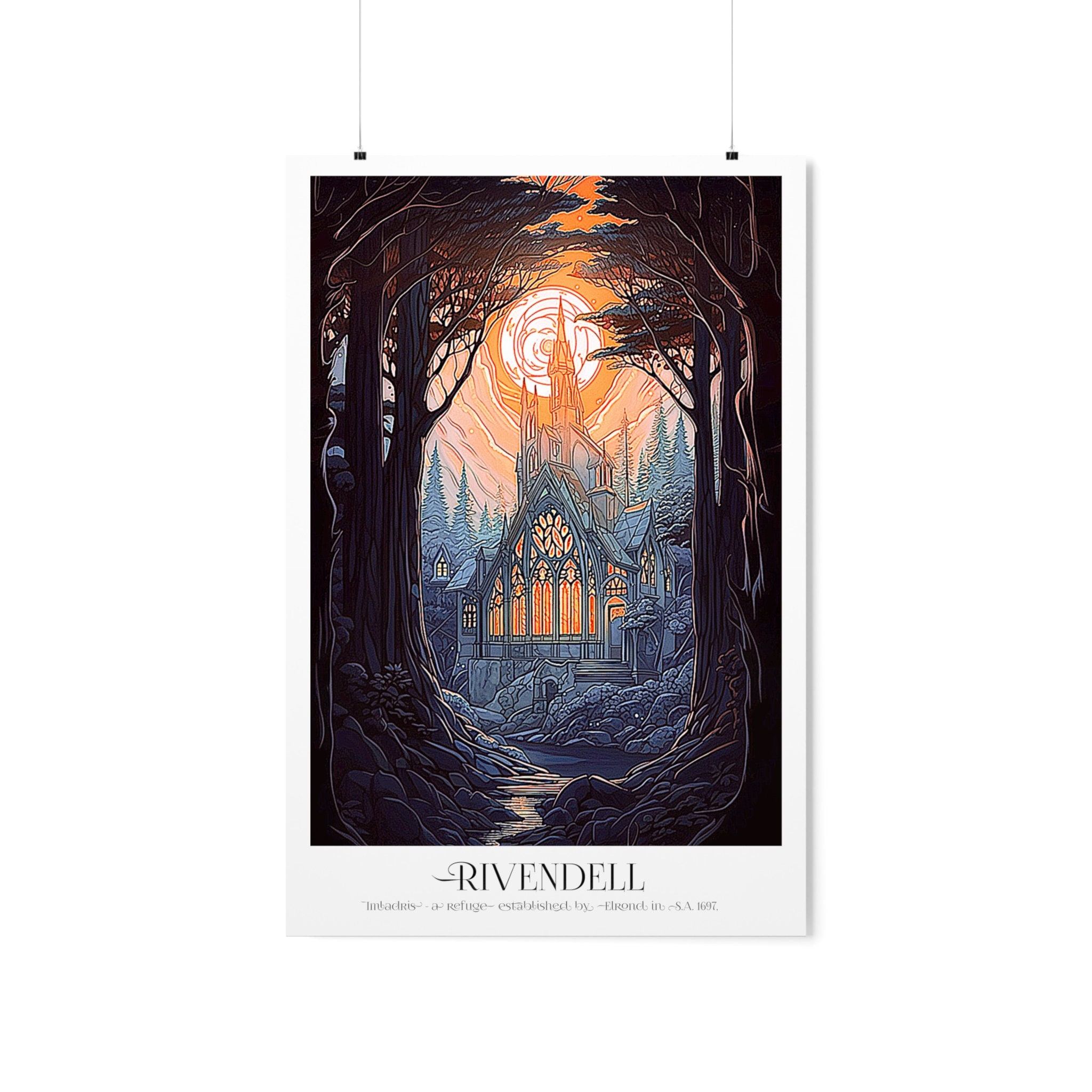 Rivendell Travel Poster Silmarillion Inspired, Lord of the Rings ...