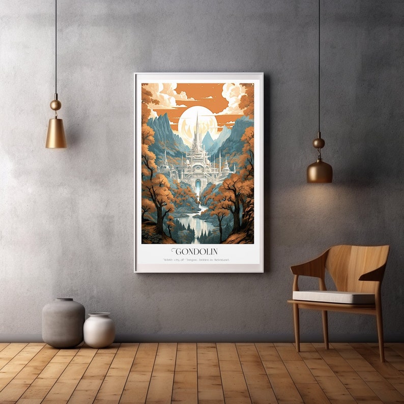Gondolin Travel Poster: Silmarillion Middle Earth Landscape Art - Etsy