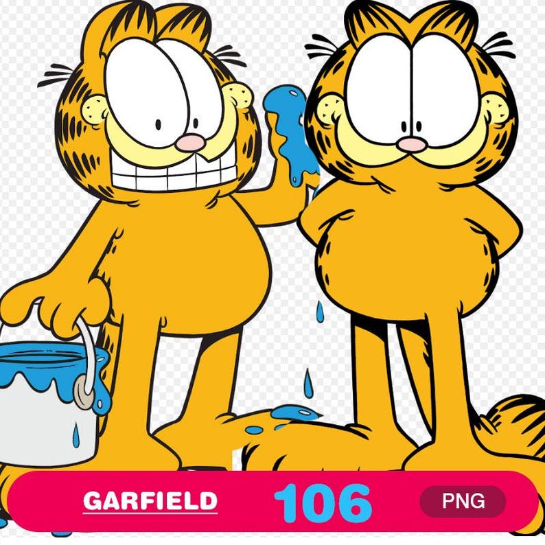 INSTANT DOWNLOAD I Garfield Cute Cat, PNG, Cartoon Clipart, Digital - Etsy