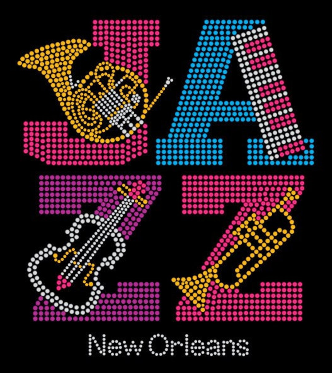 JAZZ With Instruments Rhinestone Design Women's V-neck Shirt - Etsy