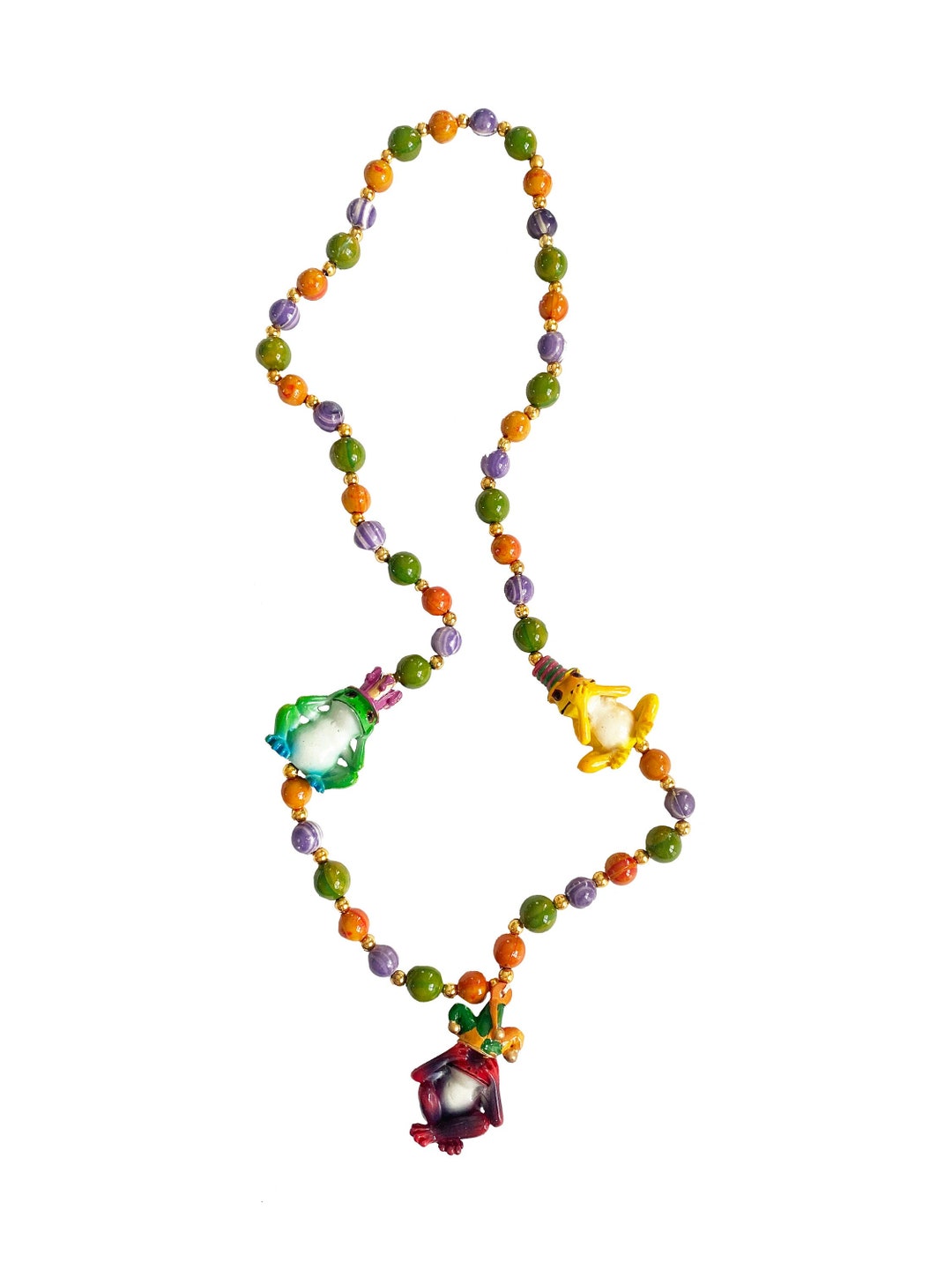 See No Evil Hear No Evil Jester Frog Trio on Multicolor Specialty Bead ...