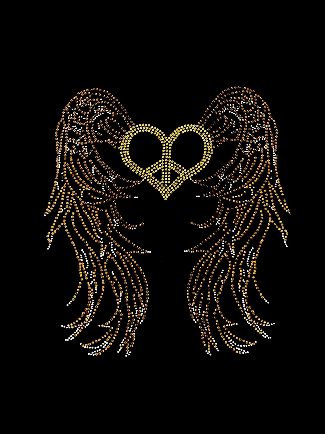 Peace Sign Heart With Angel Wings Rhinestone Fitted V-neck T-shirt - Etsy
