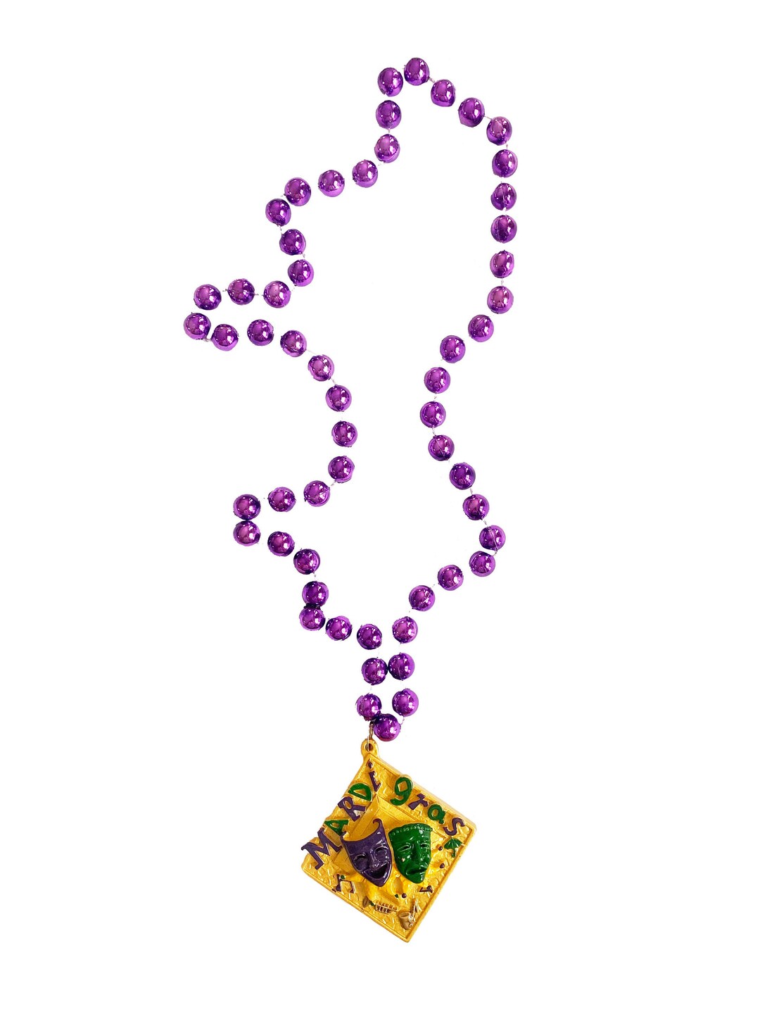 Mardi Gras Happy Sad Face Medallion on Purple Specialty Beads - Etsy