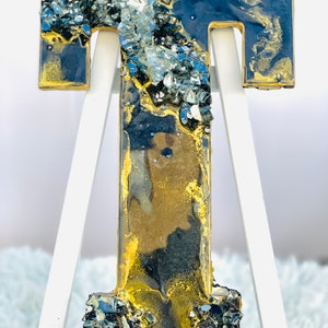 Large Geode Resin Letters Initials Custom Personalized Gold Black Wall ...