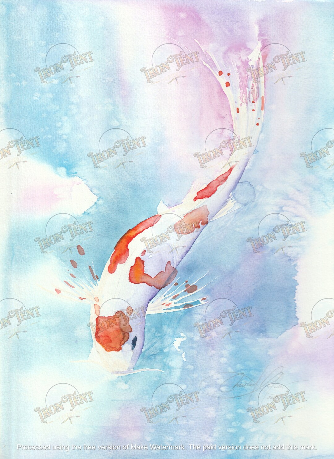 Print-watercolor Painting “pastel Koi Serenade”, Art Print by Michael V ...