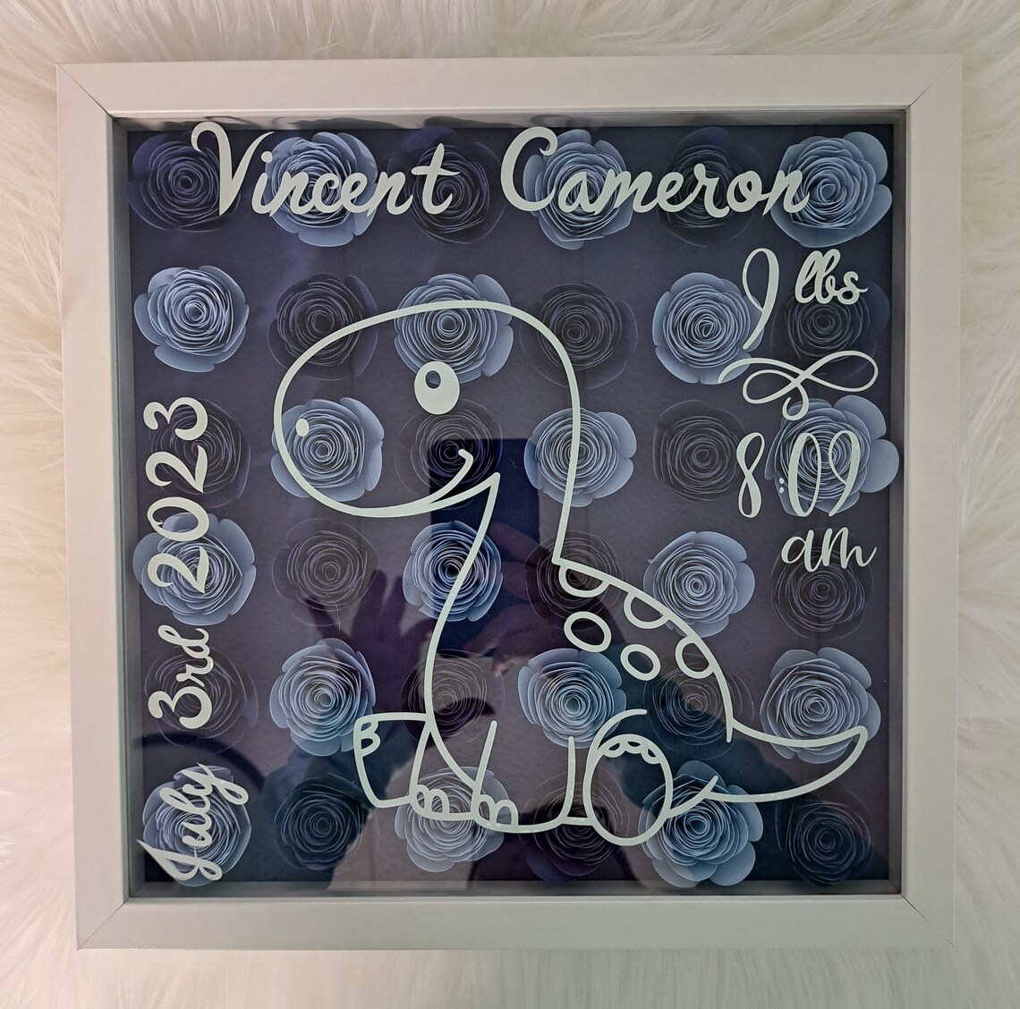 Personalized Baby Birth Announcement Shadow Box Floral Cardstock Art ...