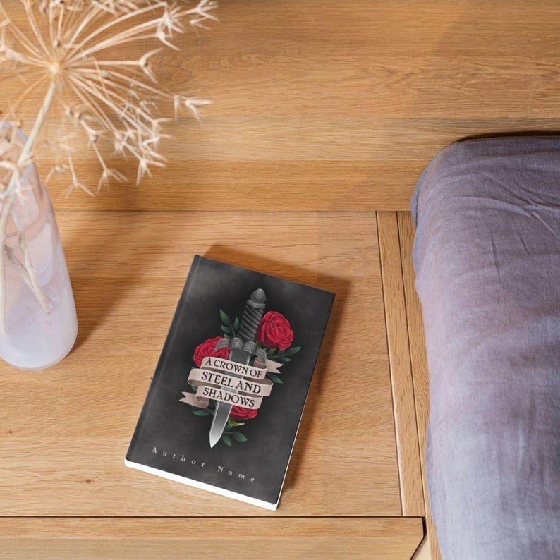 Romantasy, Gothic Premade Book Covers: Dagger & Roses Design for Indie ...