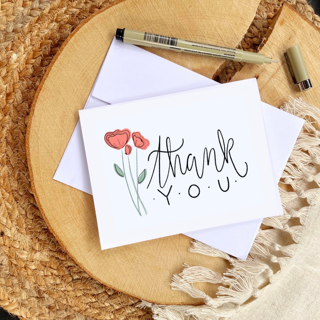Poppy Card Thank You Card Pack Teacher Appreciation Week Flower ...