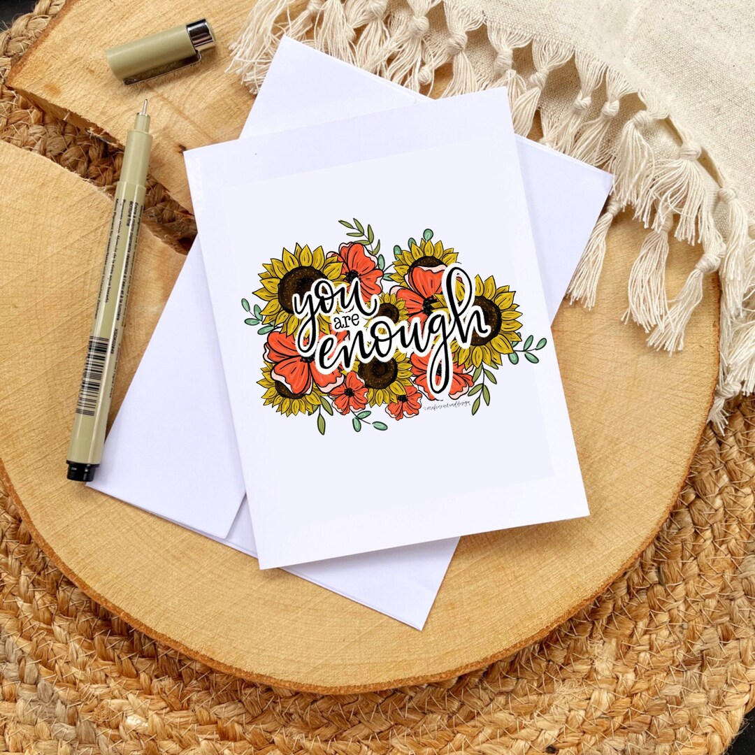 August Birth Flower Support Card Bestie Card Flower Notecards Sunflower ...