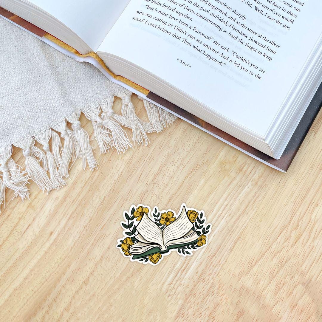 Cottagecore Book Sticker: Books, Flowers, & Fantasy - Etsy