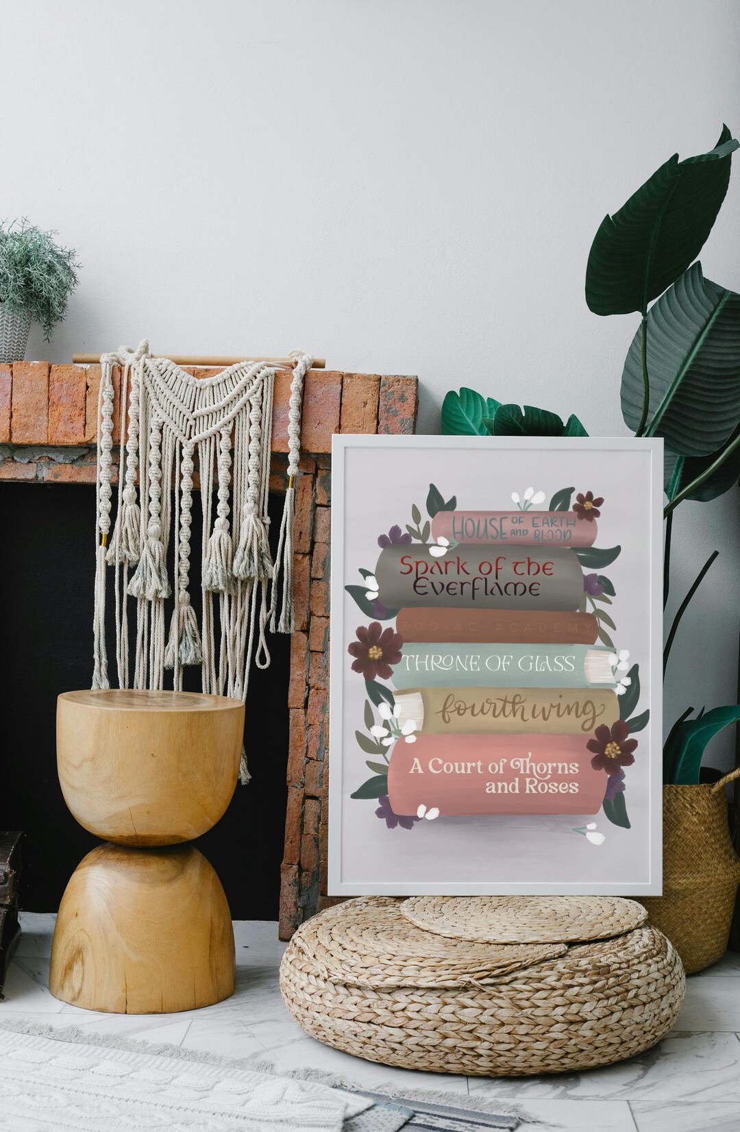 Hand Painted Floral Stack of Books With Customizable Colors and Book ...
