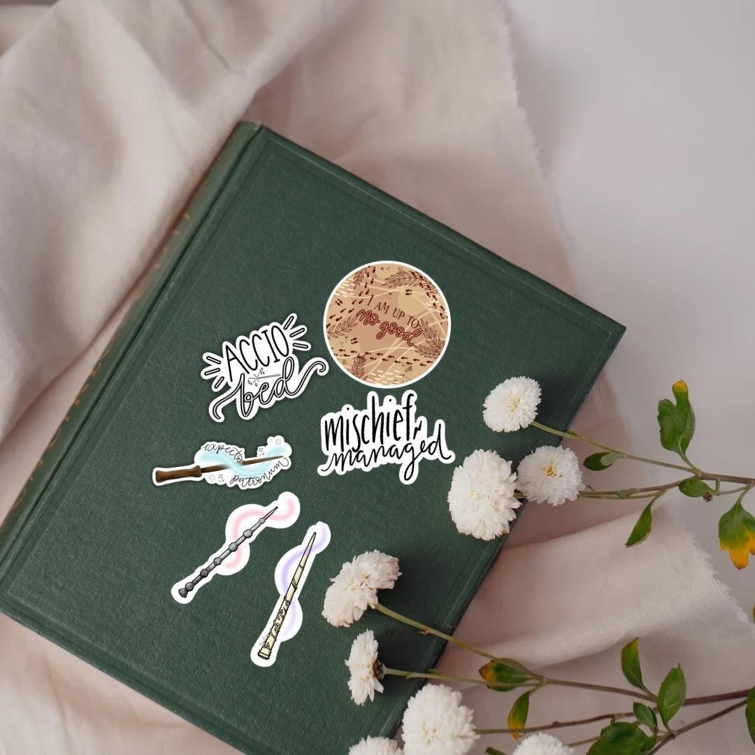 Wand and Book Stickers for Wizard Fans and Readers Magical Sticker Pack ...