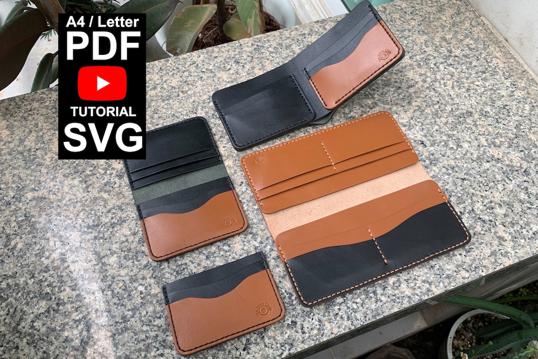 Set of 4 Leather Wallet Bi-fold Wallet, Long Wallet, Man Wallet Pattern ...