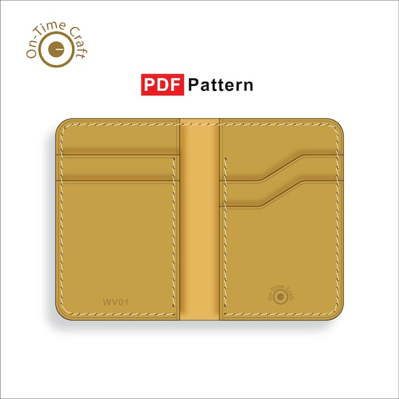 Bi-Fold wallet pattern slim wallet pattern Template card | Etsy