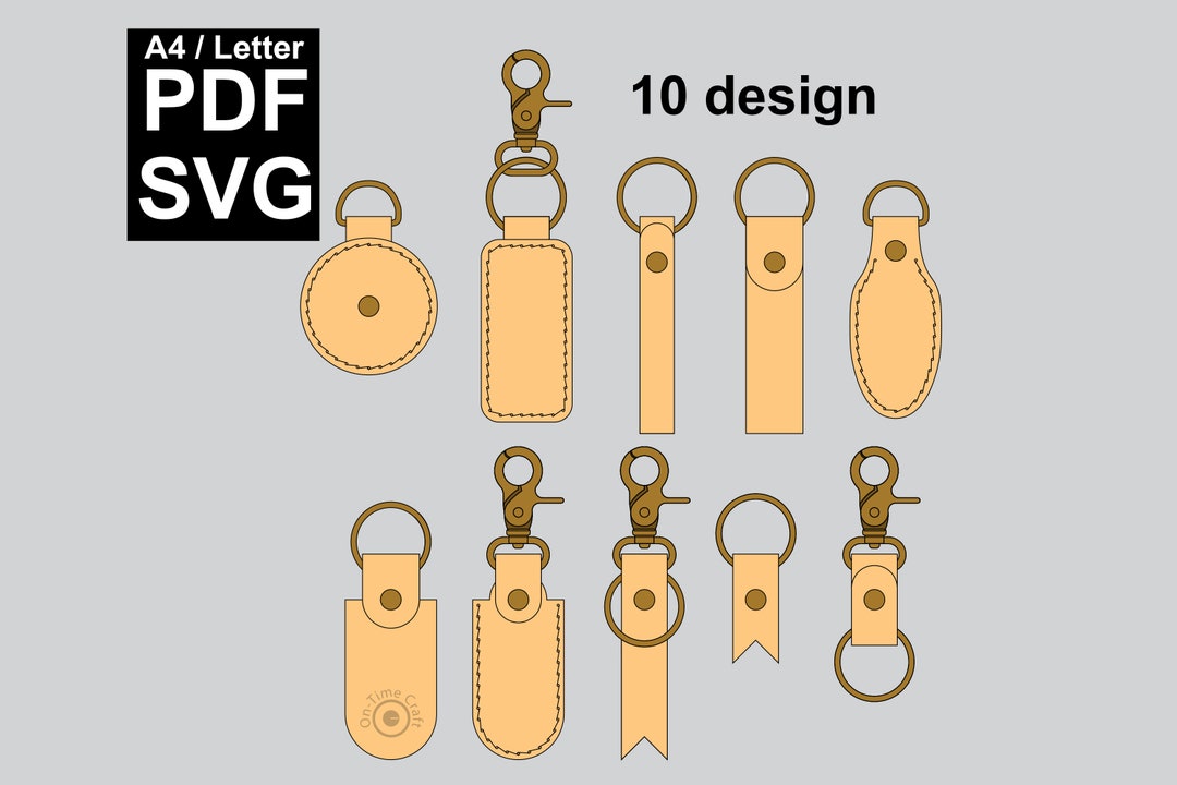 Keychain Template: 10 Leather Key Tag Designs (PDF Pattern) - Etsy