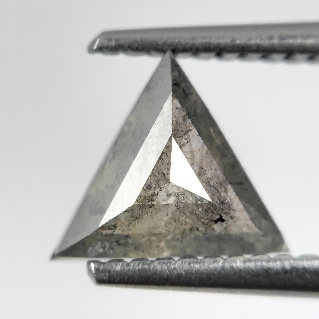 1.23 Ct Salt and Pepper Grey Black Triangle Step Cut Diamond Loose, 7.2 ...