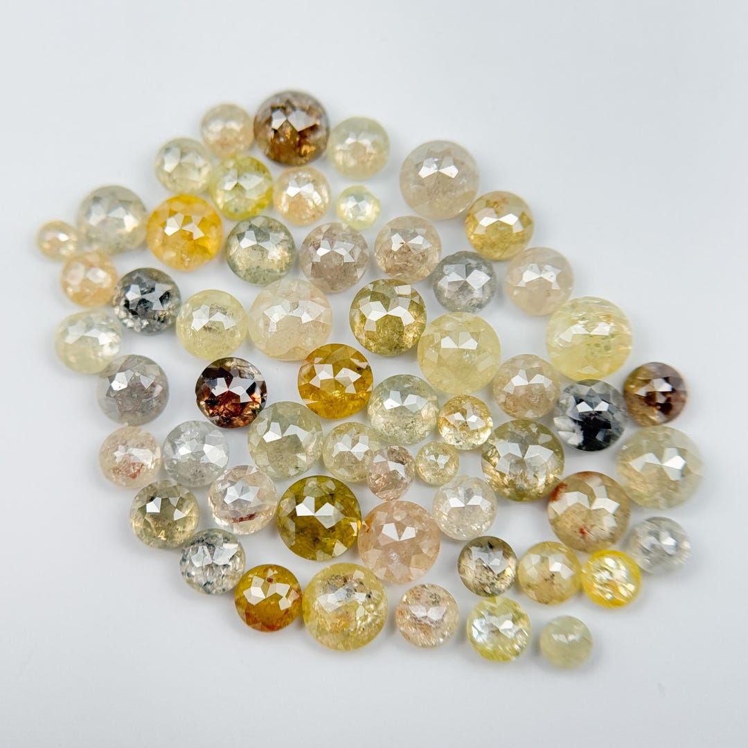 5 Ct Fancy Color Round Rose Cut Diamond , Tambuli Flower Cut Fancy ...