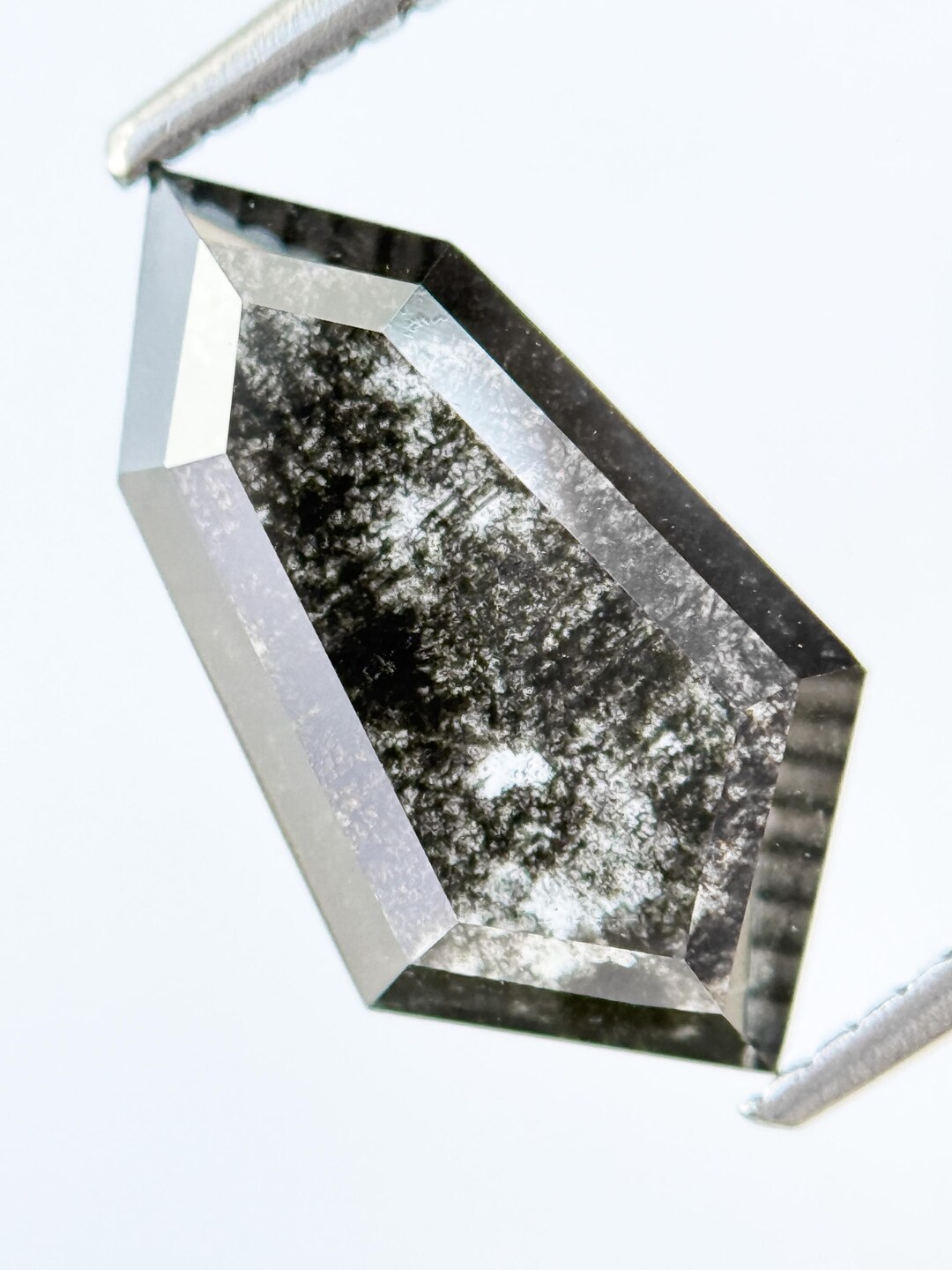 2.98 Ct Elongated Shield Cut Salt and Pepper Loose Step Cut Diamond ...