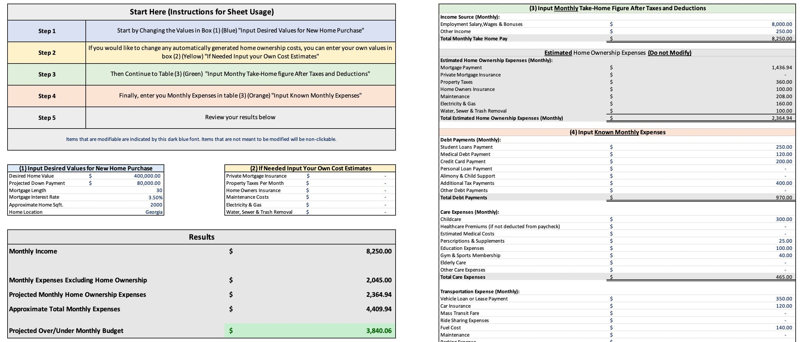 Home Buying Budget Template, How Much House Can I Afford? A Calculator ...