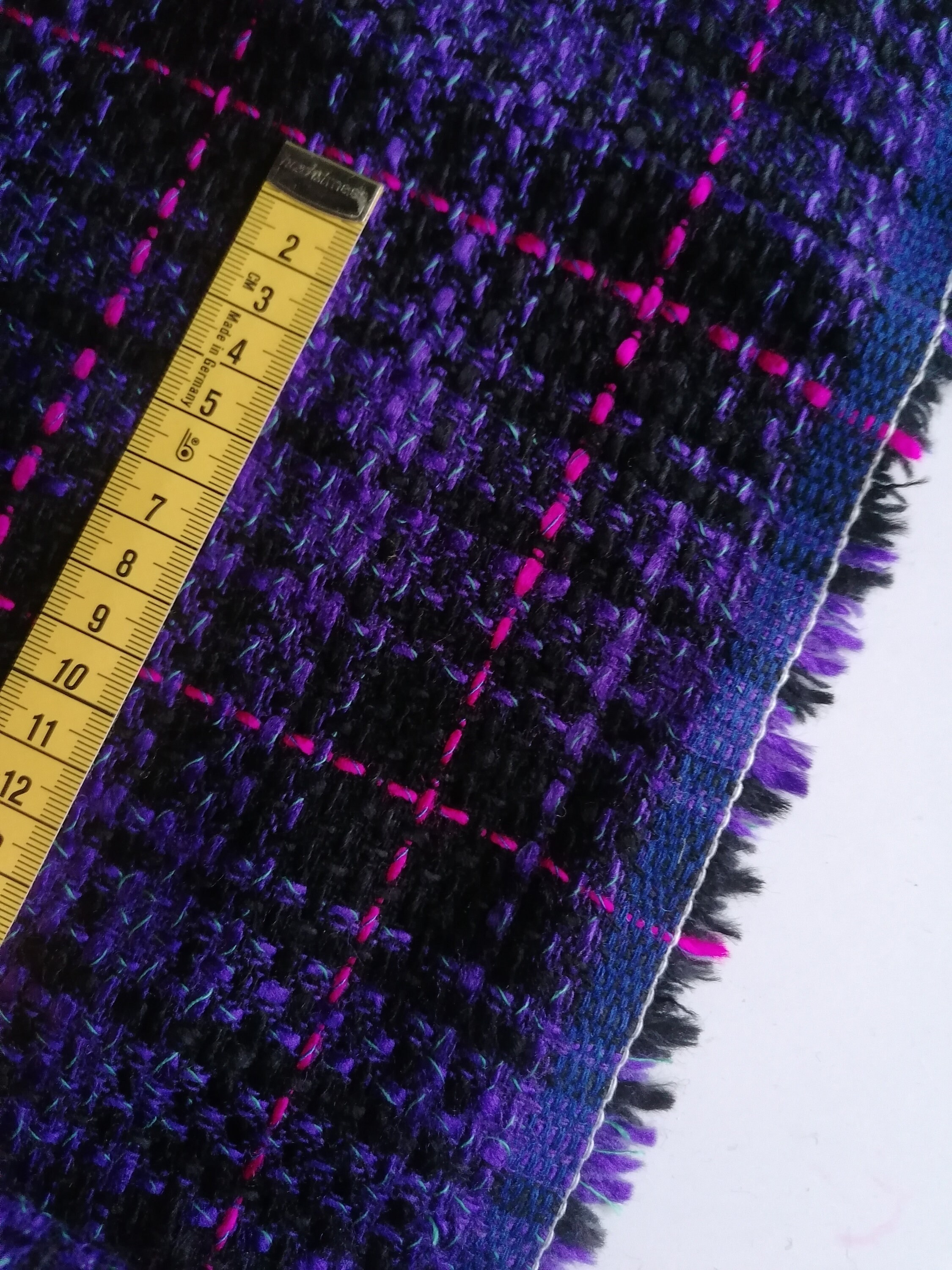 Purple Wool Blend Checkered Tweed Bouclé Fabric for Jackets - Etsy