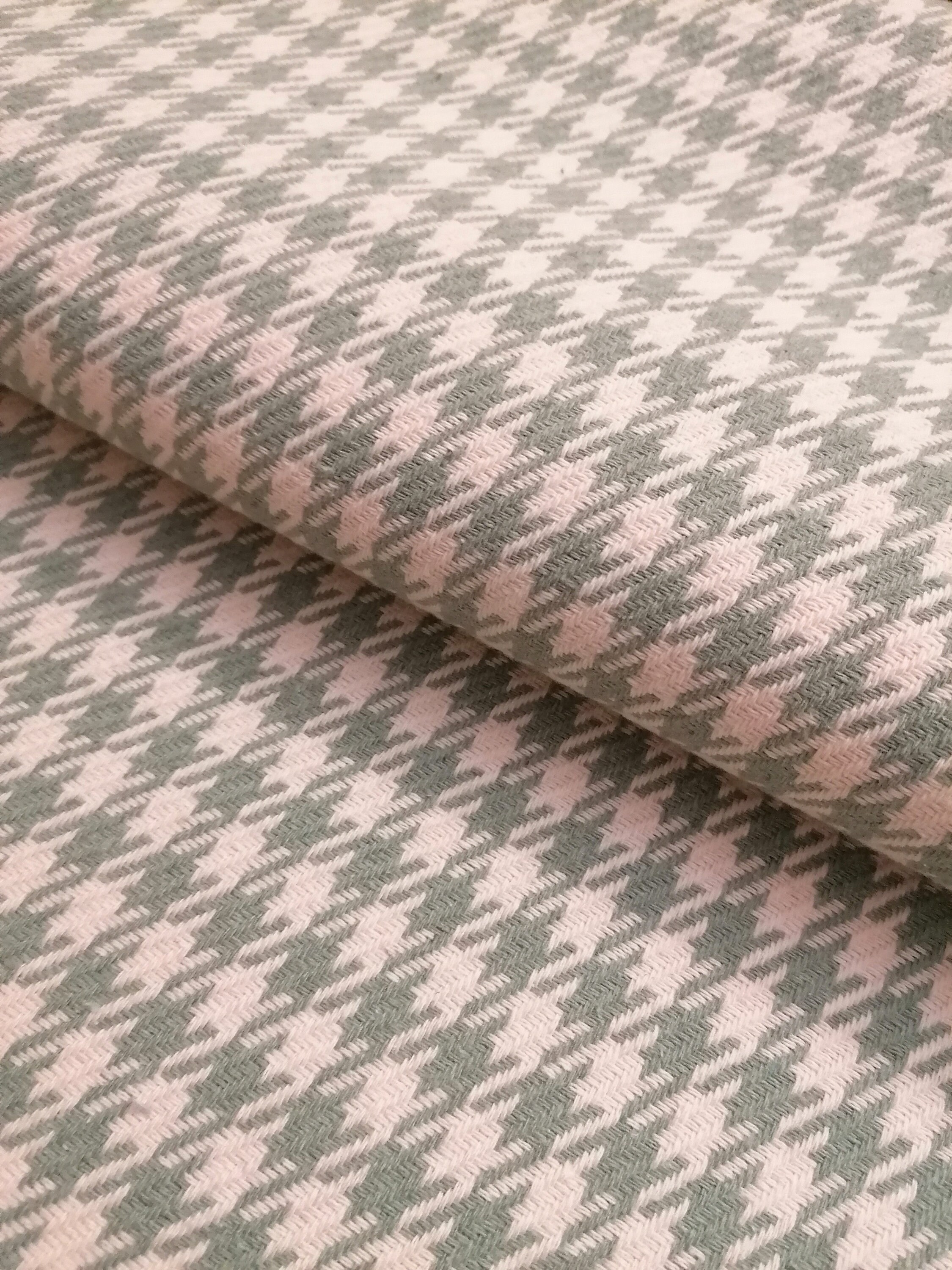 Olive Green Houndstooth Fabric for Coats and Jackets Pied De - Etsy