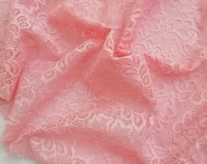 LAST PIECE 1.4x2.65m! Elastic Pink Lace, Stretch Lace for Lingerie - Etsy