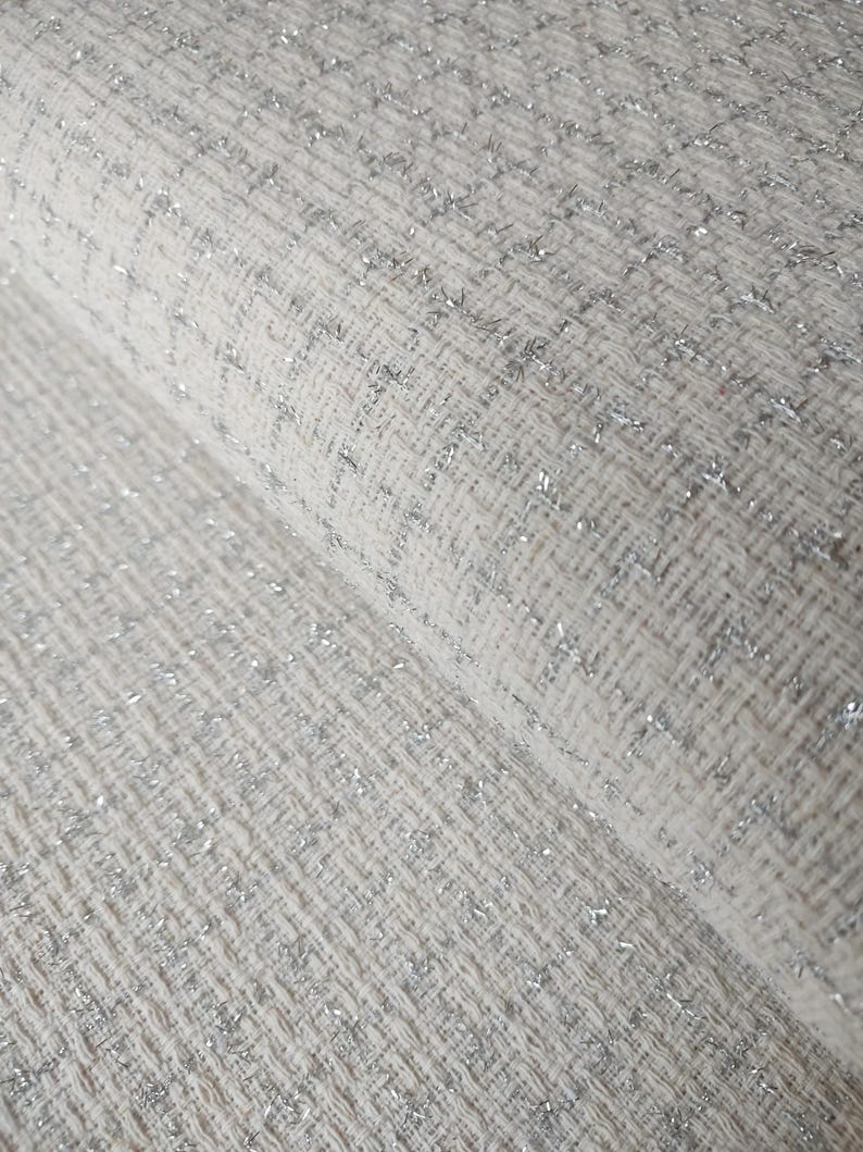 Sparkling Lurex Tweed Boucle Fabric: Mini-checkered Jacket Material ...