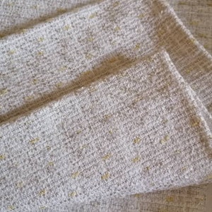 Off-white Bouclé Fabric With Golden Lurex Thread, Light Tweed Fabric ...