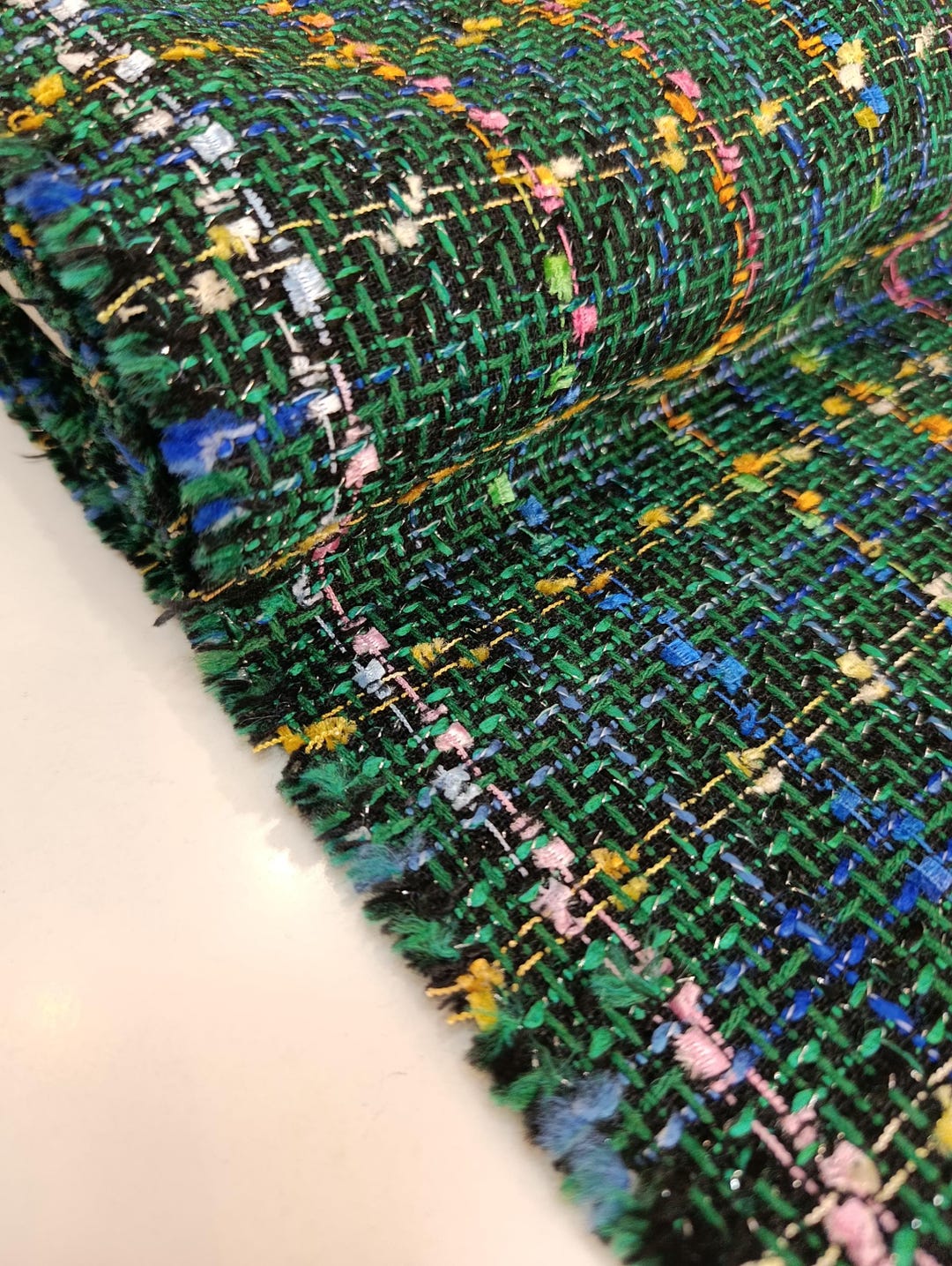 Racing Green Tweed Fabric, Couture Style, 150cm (59”), Jackets, Apparel ...