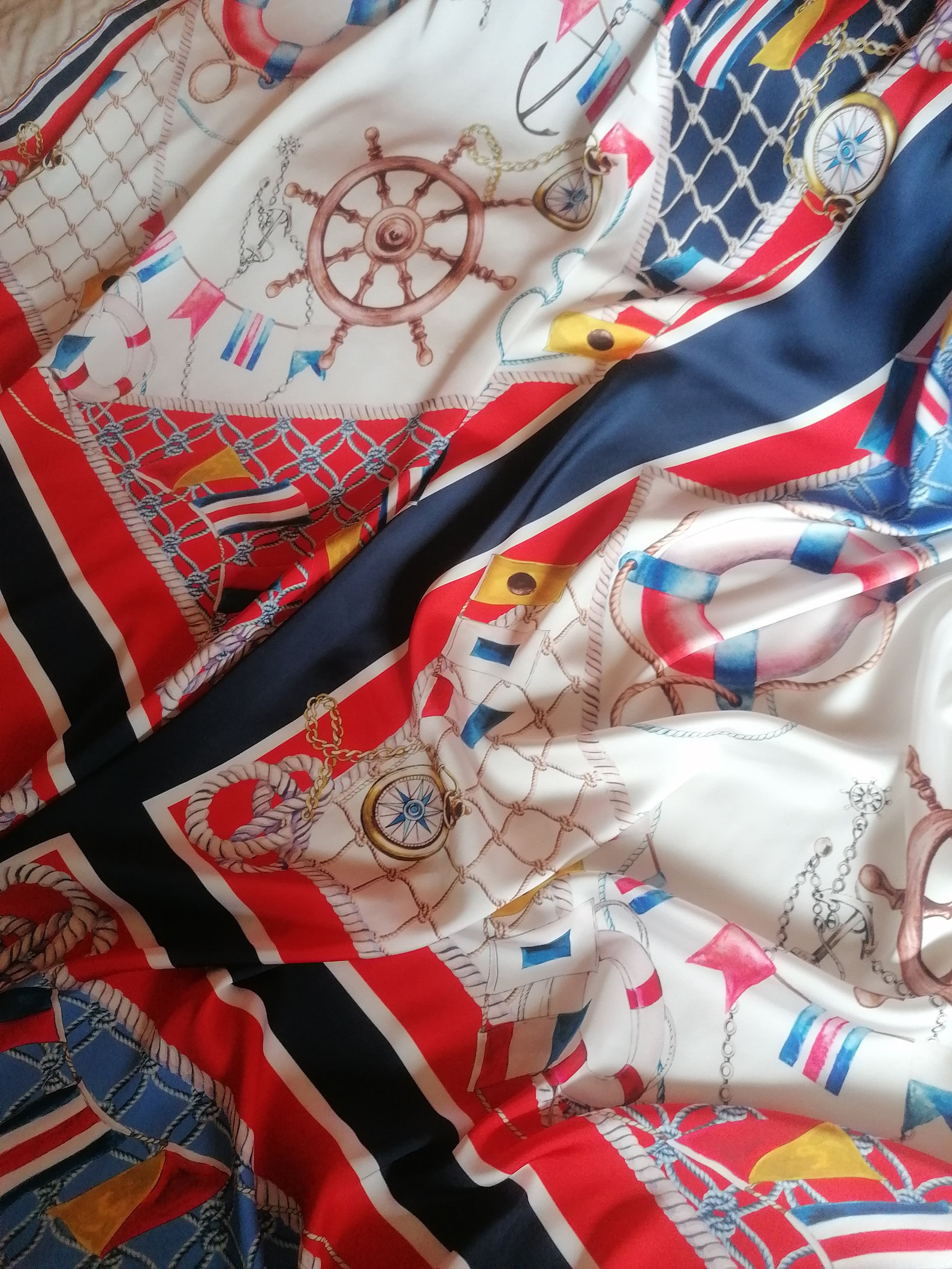 Sailor Print Silky Sateen Fabric: Nautical Maritime Panel, Made in ...