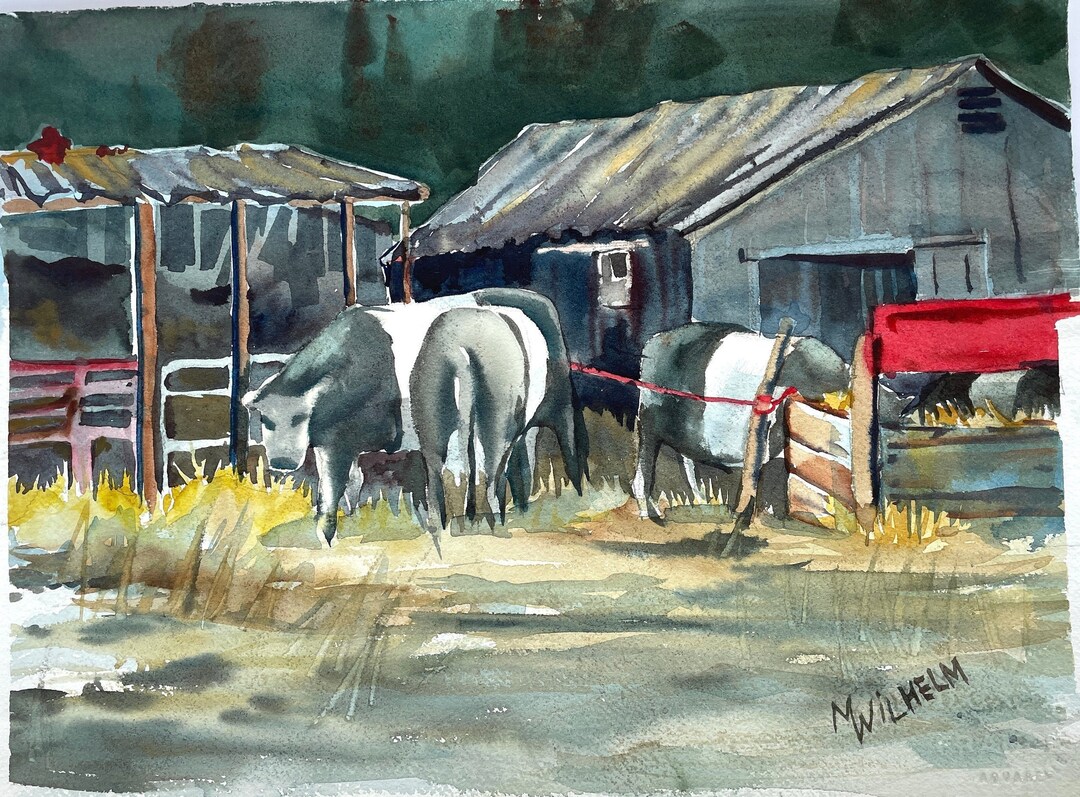 Tillamook Cows, Original Watercolor Painting by Marylou Finch Wilhelm ...