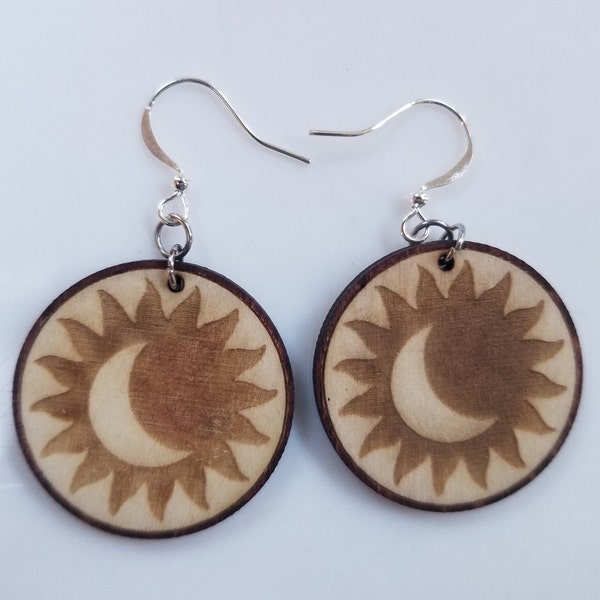 Laser Engraved Eclipse Earrings - Etsy