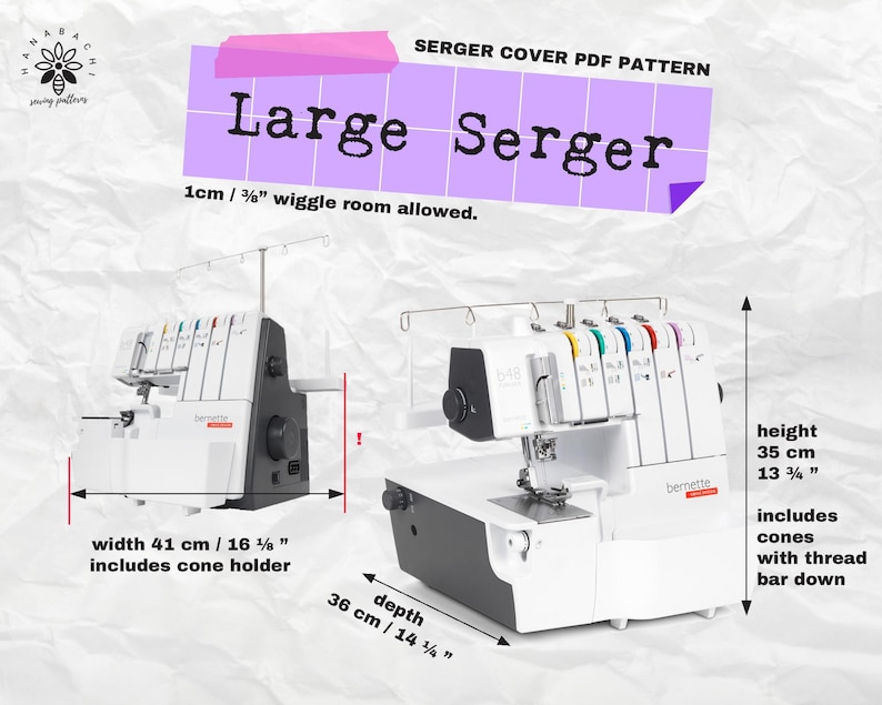 Serger Cover PDF Sewing Pattern - LARGE Size - Serger Cover Quilted Serger Protector, Lined ...