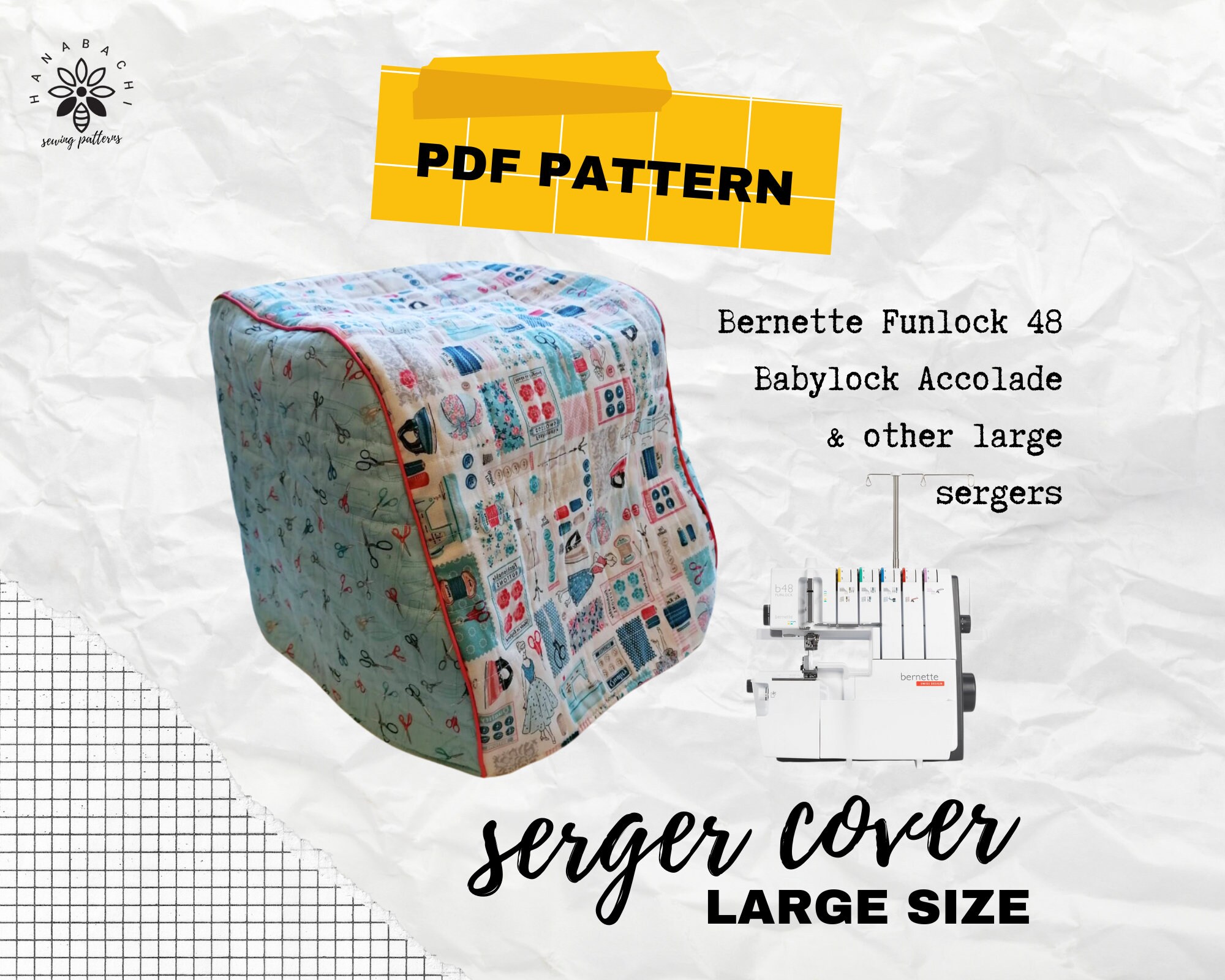 Serger Cover PDF Sewing Pattern LARGE Size Serger Cover Quilted Serger ...