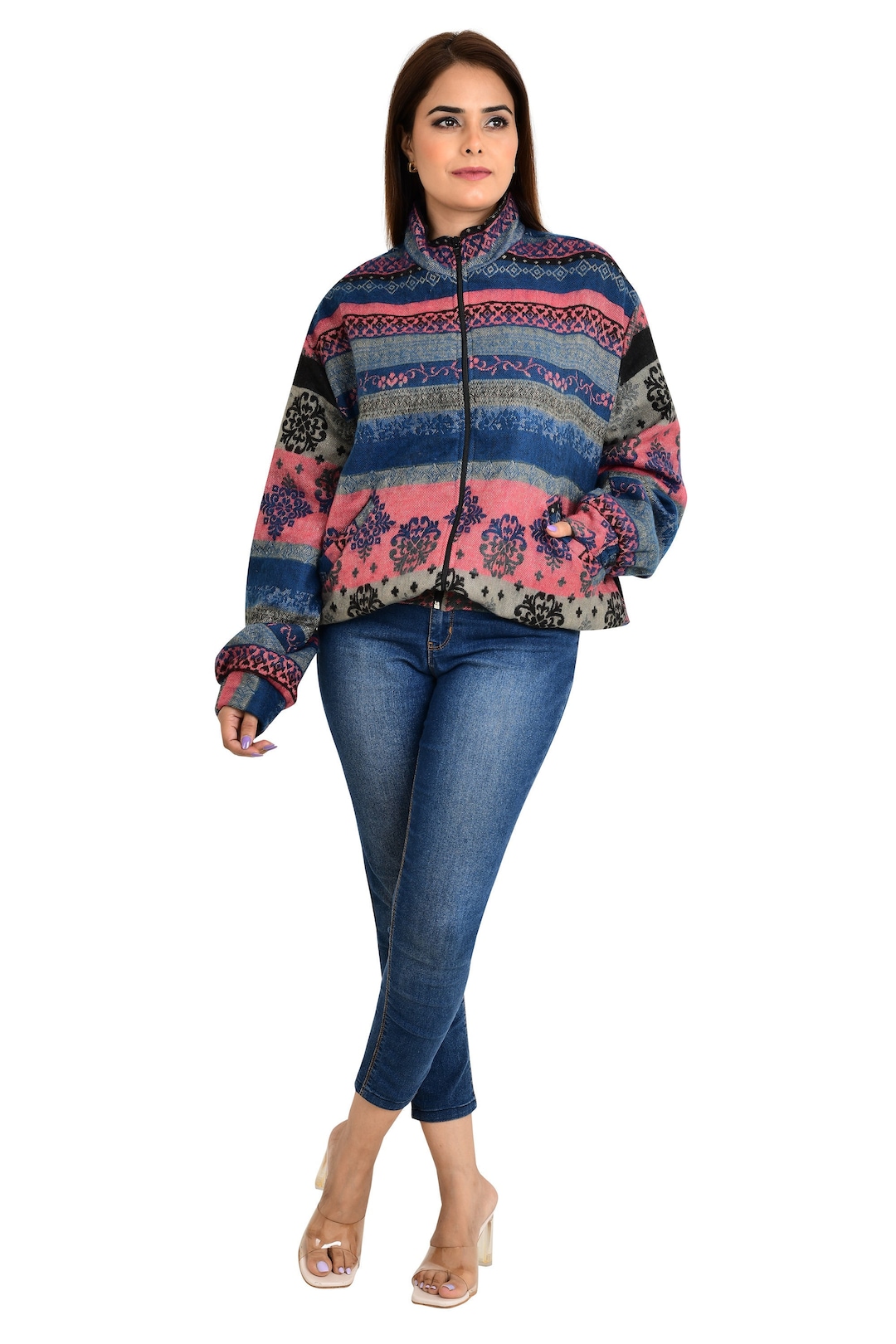 Yak Wool Blend Zipper Jacket Kimono | Autumn Winter Warm Cozy Diamond ...